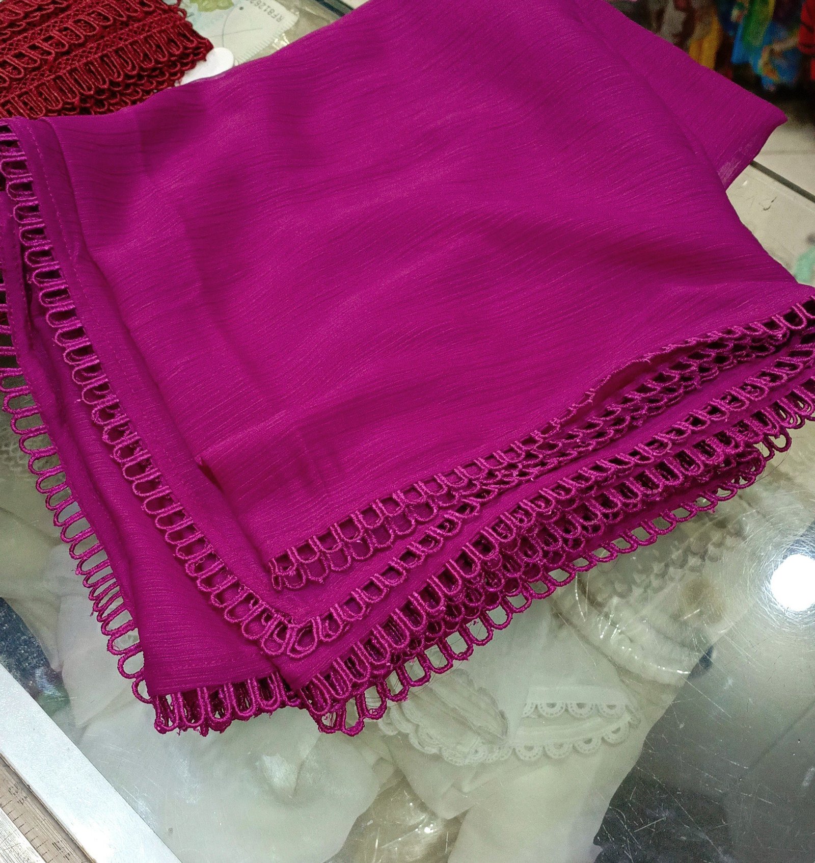 Crinkle Chiffon 04 side Lace Dupatta for Ladies& women by Roop Mahal.pk ...